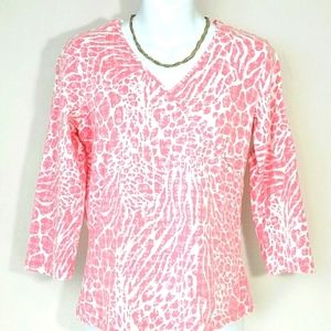 Ruby Rd. | Tops | Top Long Sleeve Tshirt V Neck Animal Print Stretch ...